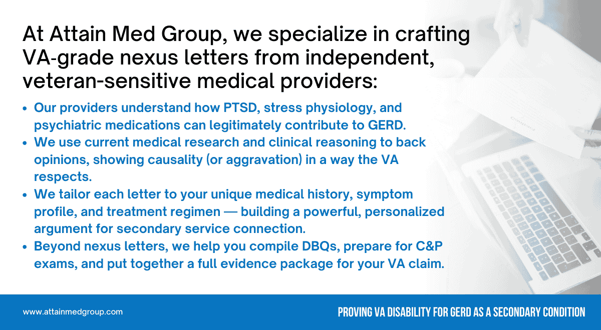 Proving VA Disability for GERD as a Secondary Condition – Attain Med Group